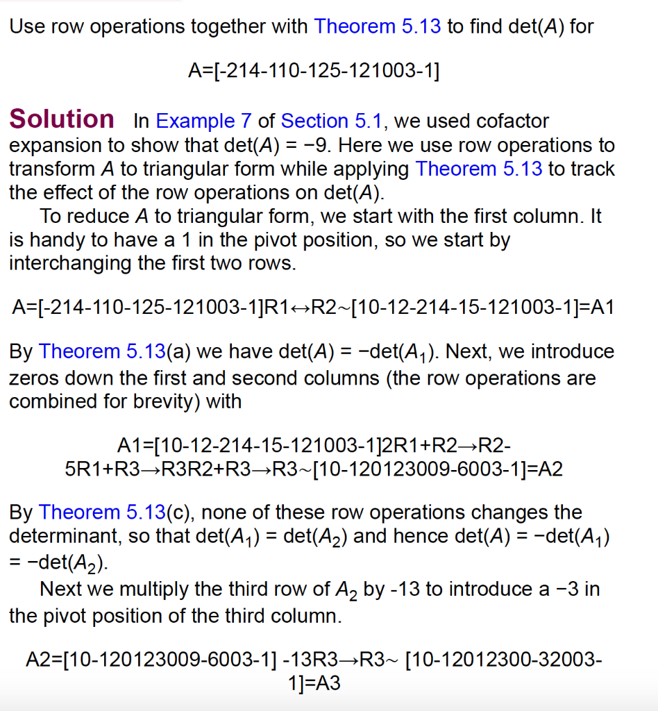 Solved Exercises 1-6: Compute the determinant of A by using | Chegg.com