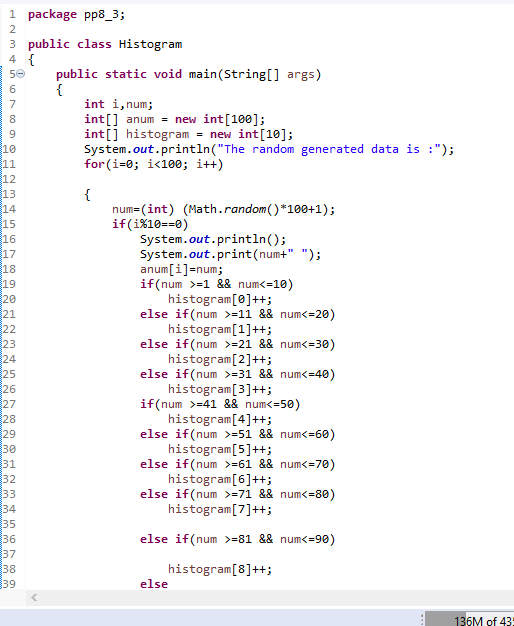 Solved 11 1 package pp8_3; 2 3 public class Histogram 4 { 50 | Chegg.com