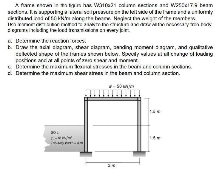 Solved A frame shown in the figure has W310x21 column | Chegg.com