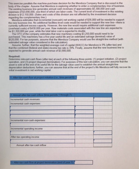 Solved This exercise parallels the machine-purchase decision | Chegg.com