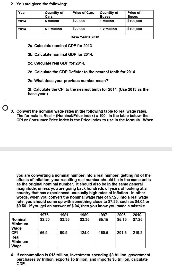 2. You are given the following: 2a. Calculate nominal | Chegg.com