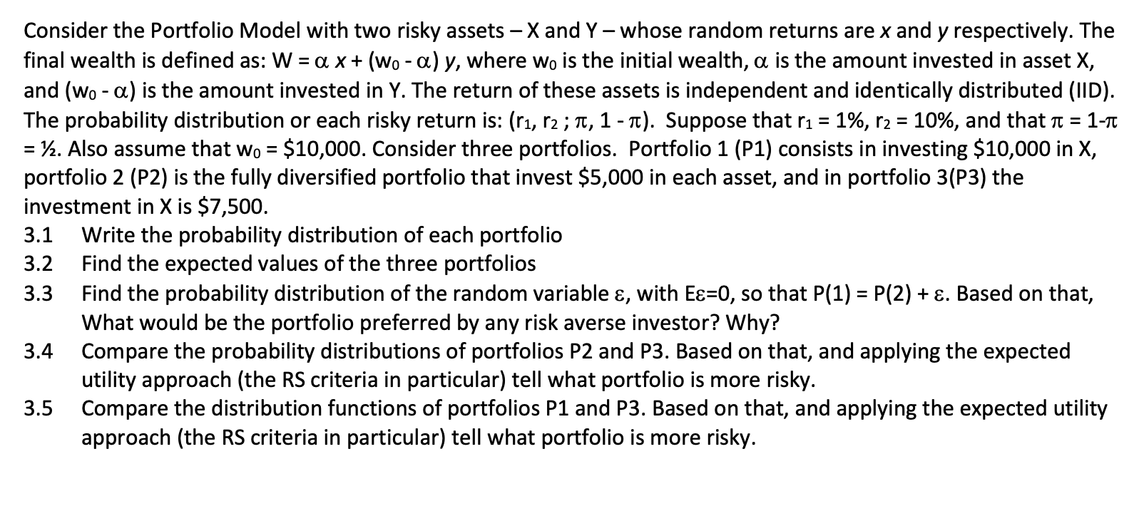 1-1 Consider the Portfolio Model with two risky | Chegg.com
