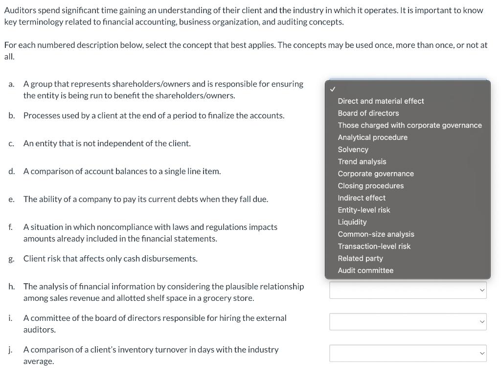 Solved Auditors spend significant time gaining an | Chegg.com