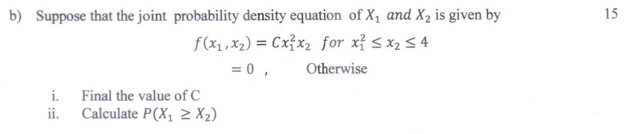 Solved Suppose that the joint probability density equation | Chegg.com