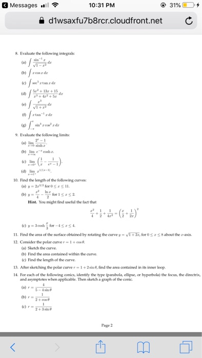 Solved Messages ..I 10:31 PM a d1wsaxfu7b8rcr.cloudfront.net | Chegg.com