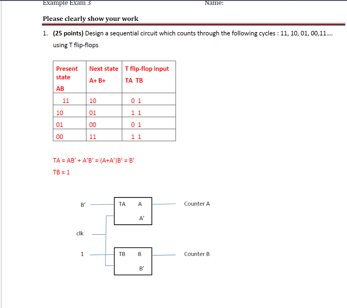 Solved 1. ( 25 points) Design a sequential circuit which | Chegg.com