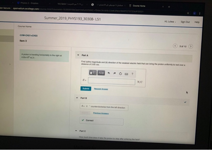 Solved Summer 2019 PHYS193 30308- L51 HL Lulwa Sign Out Help | Chegg.com