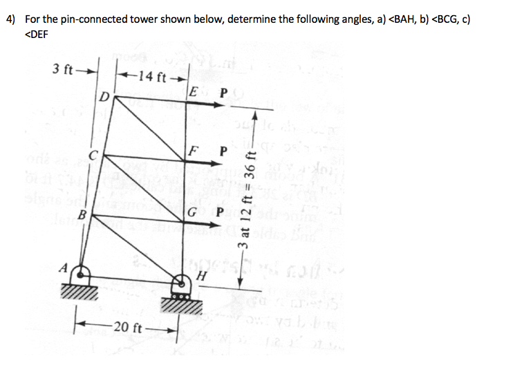 Solved 4) For the pin-connected tower shown below, determine | Chegg.com