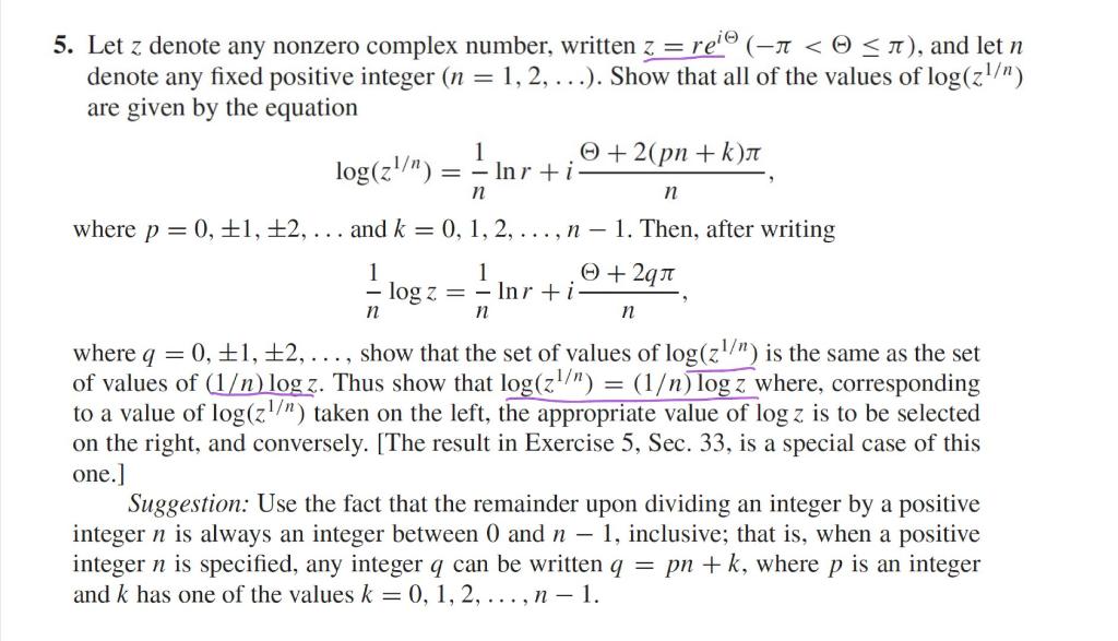 Solved 5. Let z denote any nonzero complex number, written | Chegg.com