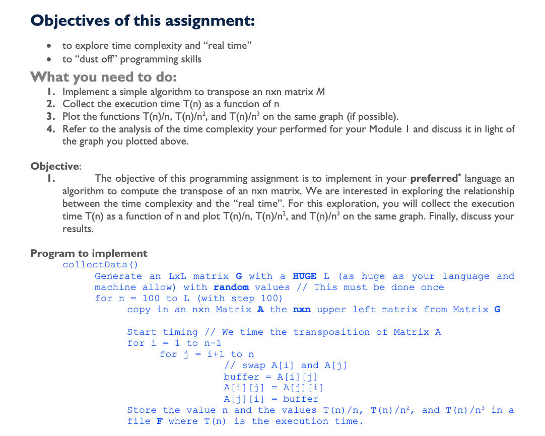 Solved Objectives of this assignment: to explore time | Chegg.com