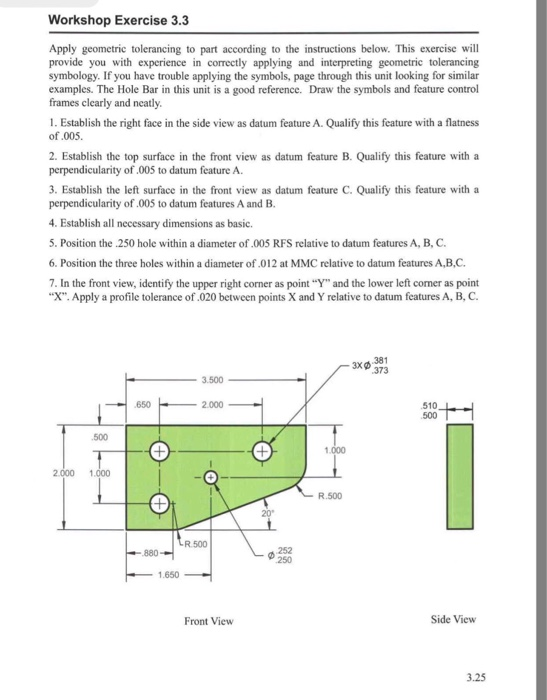 Solved Workshop Exercise 3.3 Apply geometric tolerancing to | Chegg.com