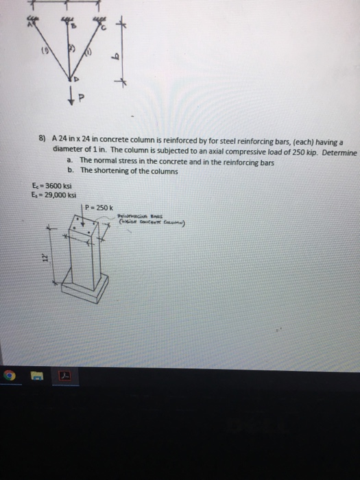 Solved A 24 in x 24 in concrete column is reinforced by for | Chegg.com
