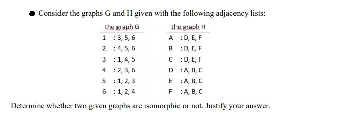 Solved Consider the graphs G and H given with the following | Chegg.com
