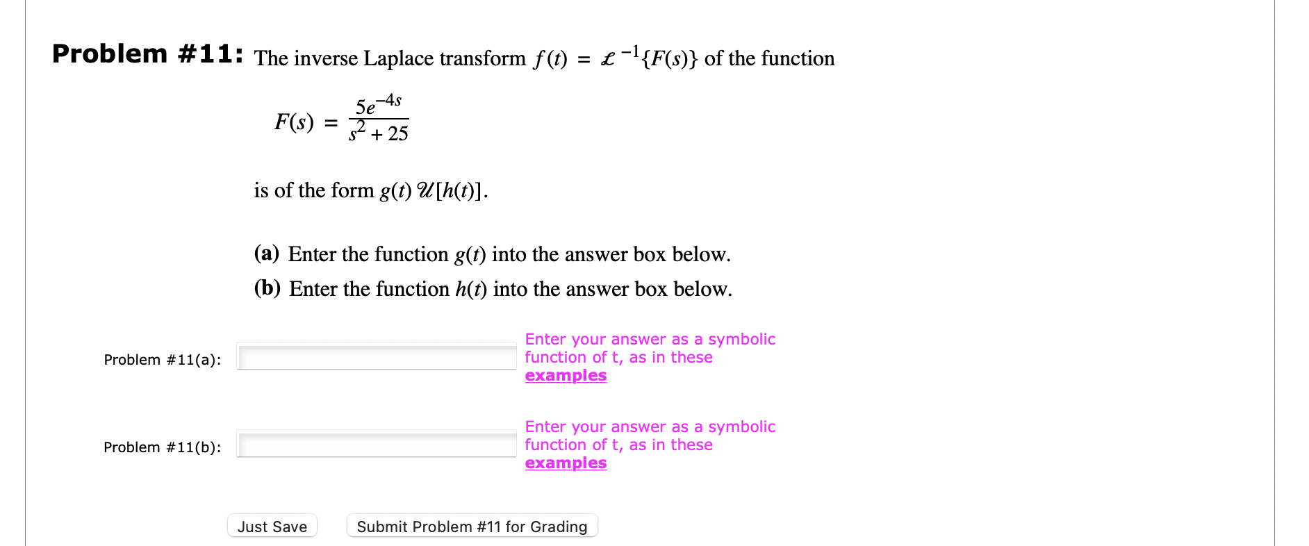 Solved Problem \# 11: The inverse Laplace transform | Chegg.com