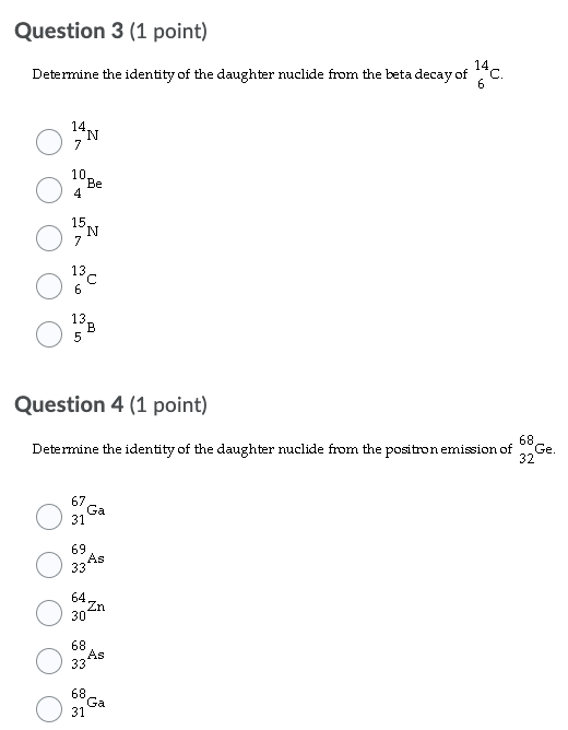 Solved Question 3 (1 point) Determine the identity of the | Chegg.com