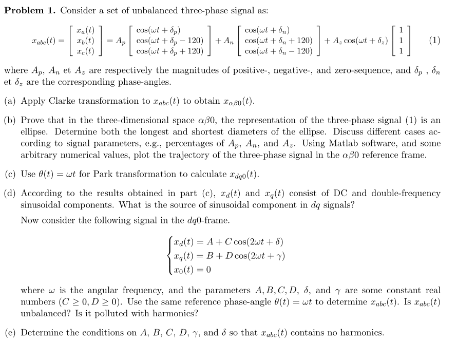 Solved Problem 1. ﻿Consider a set of unbalanced three-phase | Chegg.com