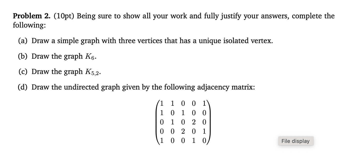 Solved Problem 2. (10pt) Being sure to show all your work | Chegg.com