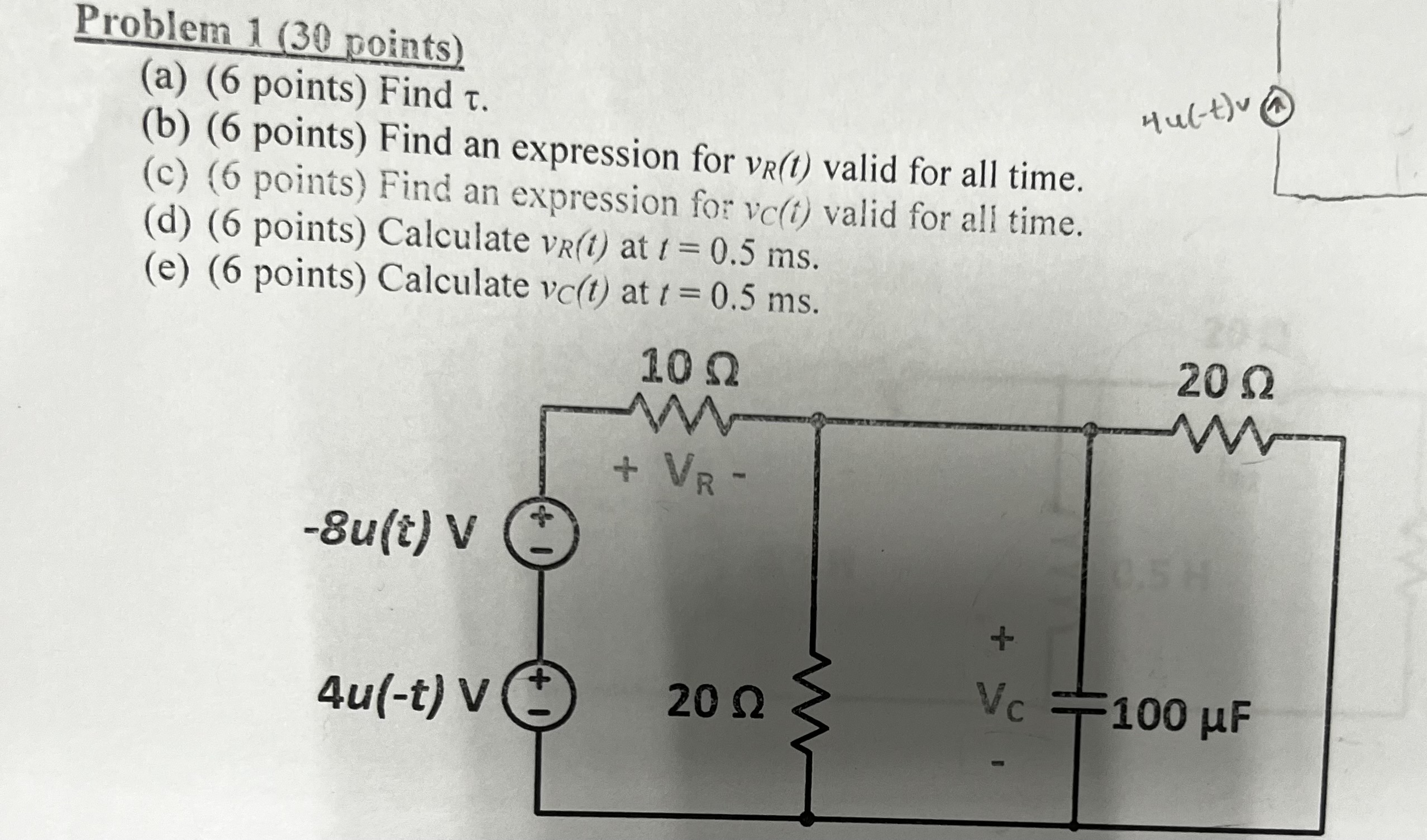 Solved Problem 1 ( 30 ﻿points)(a) ﻿ points) ﻿Find τ.(b) | Chegg.com