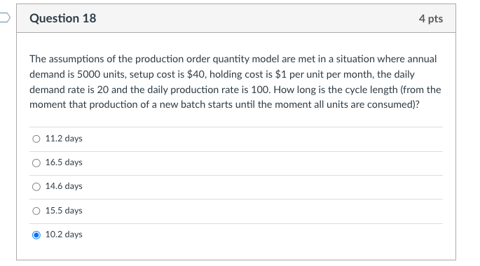 Solved The assumptions of the production order quantity | Chegg.com