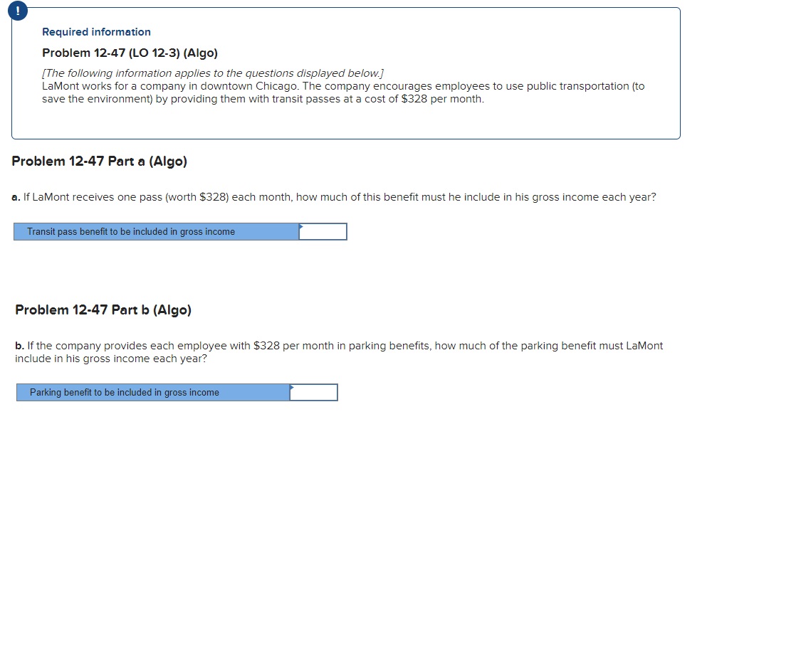 Solved Required informationProblem 12-47 (LO | Chegg.com