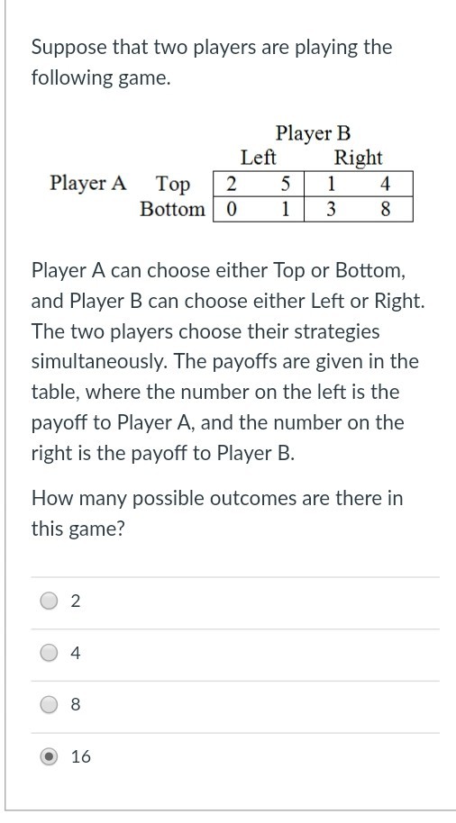Solved Suppose that two players are playing the following | Chegg.com