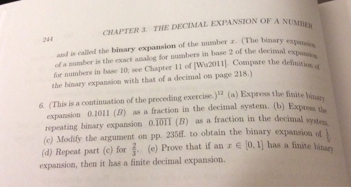 Solved NUMBER CHAPTER 3. THE DECIMAL EXPANSION OF A N 244 | Chegg.com