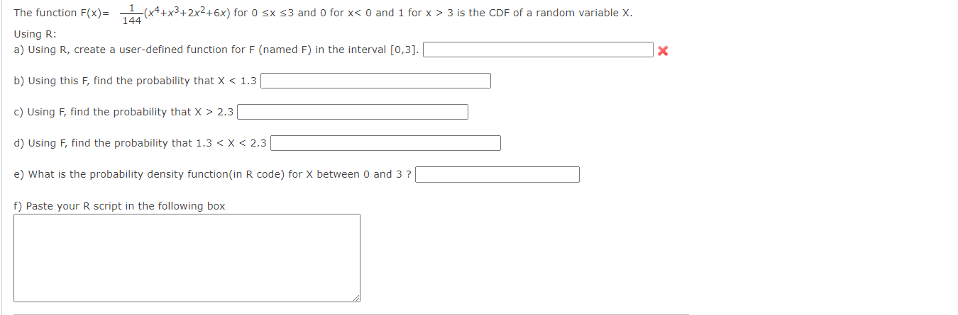 Solved The function F(x)=1144(x4+x3+2x2+6x) ﻿for 0≤x≤3 ﻿and | Chegg.com
