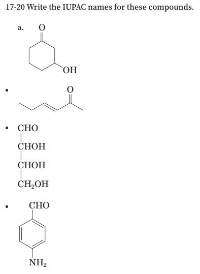Solved 17-20 Write the IUPAC names for these compounds. a. O | Chegg.com