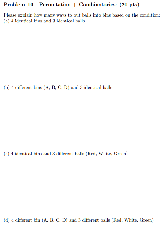 Solved Problem 10 ﻿Permutation + ﻿Combinatorics: (20 | Chegg.com