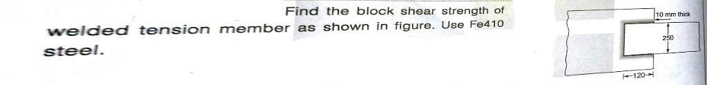 Solved Find the block shear strength of welded tension | Chegg.com