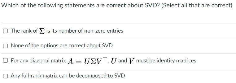 Solved Which of the following statements are correct about | Chegg.com