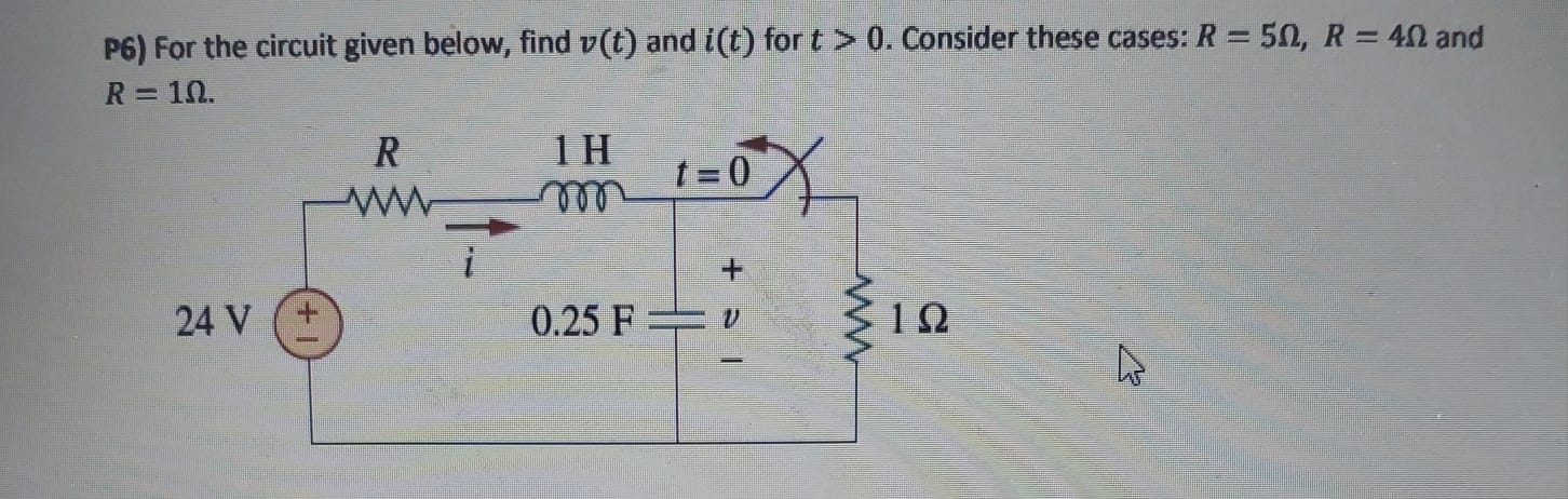 Solved P6) For the circuit given below, find v(t) and i(t) | Chegg.com