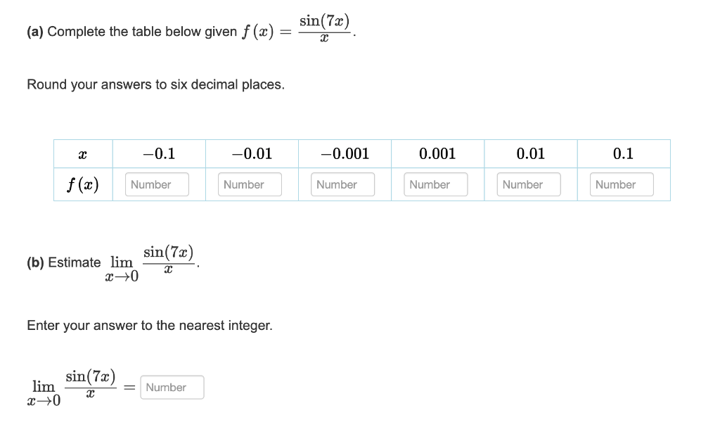 Solved (a) Complete the table below given f(x)=xsin(7x). | Chegg.com