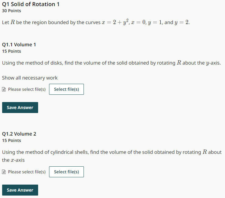 Solved Q1 Solid of Rotation 1 30 Points Let R be the region | Chegg.com