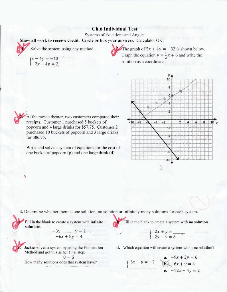 Solved Ch.6 Individual Test Systems of Equations and Angles | Chegg.com
