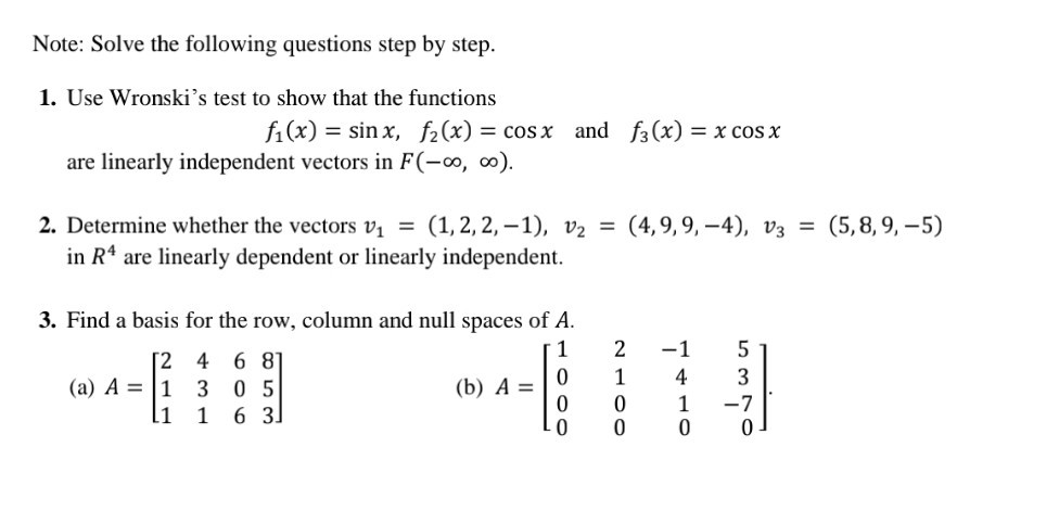 Solved Note: Solve the following questions step by step. 1. | Chegg.com