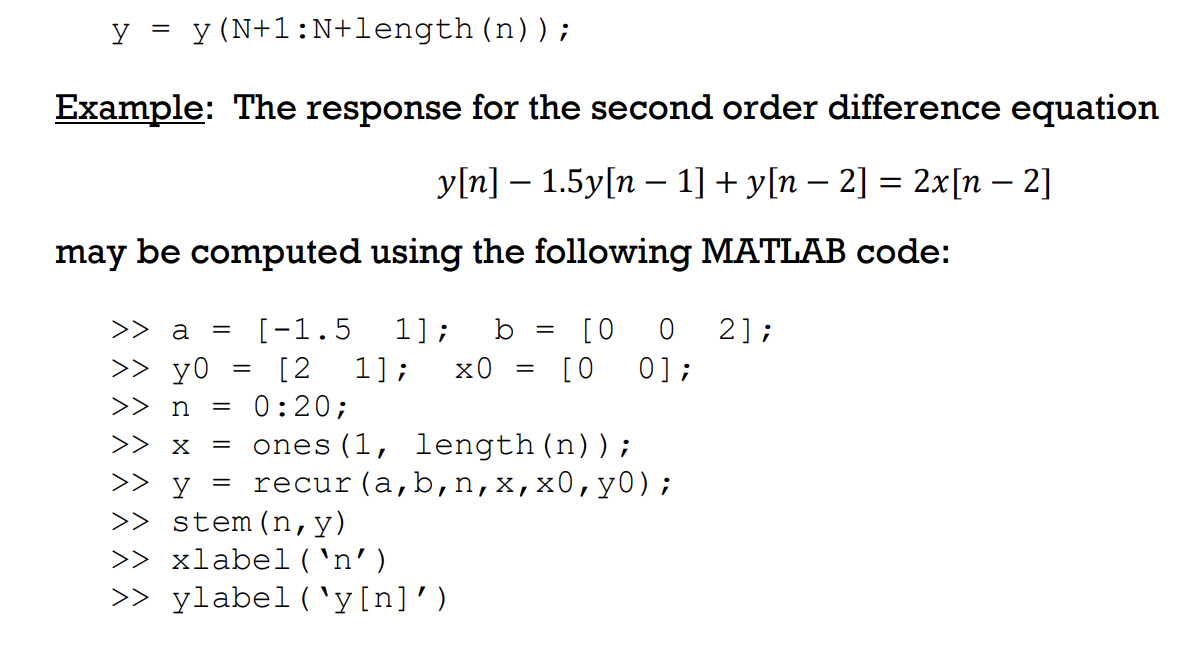 Solved Compute the response y[n] on the interval 1≤n≤20 to | Chegg.com