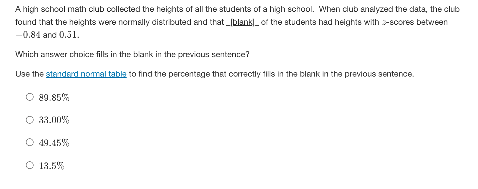 Solved A high school math club collected the heights of all | Chegg.com