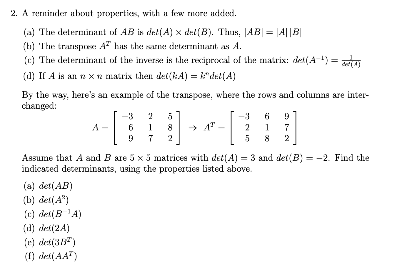 Solved 2. A reminder about properties, with a few more | Chegg.com
