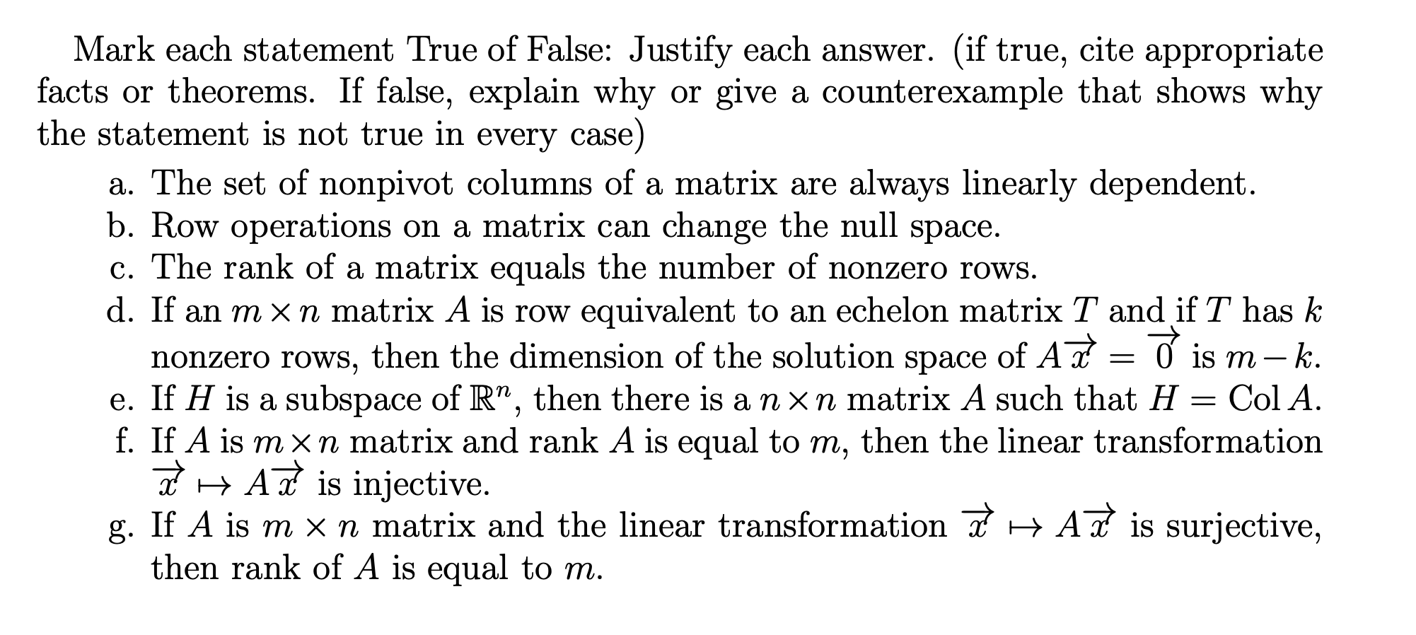 Solved Mark each statement True of False: Justify each | Chegg.com