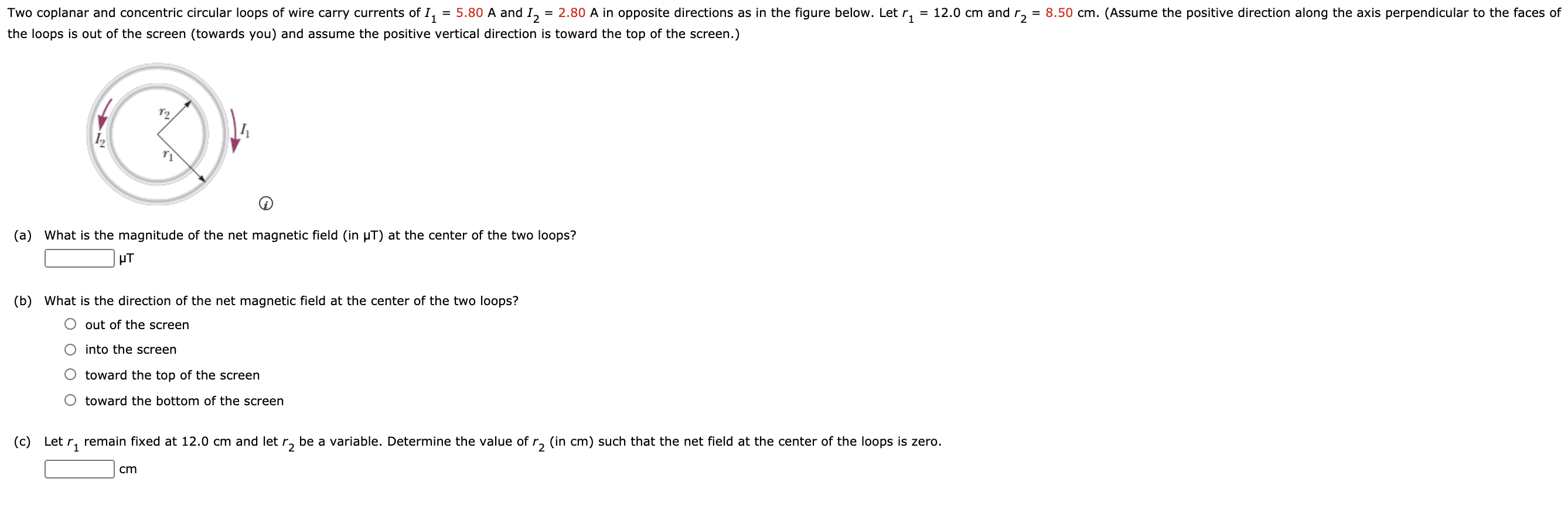 Solved Two coplanar and concentric circular loops of wire | Chegg.com