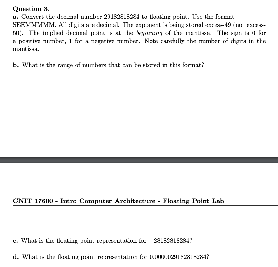 Solved Question 3. a. Convert the decimal number 29182818284 | Chegg.com