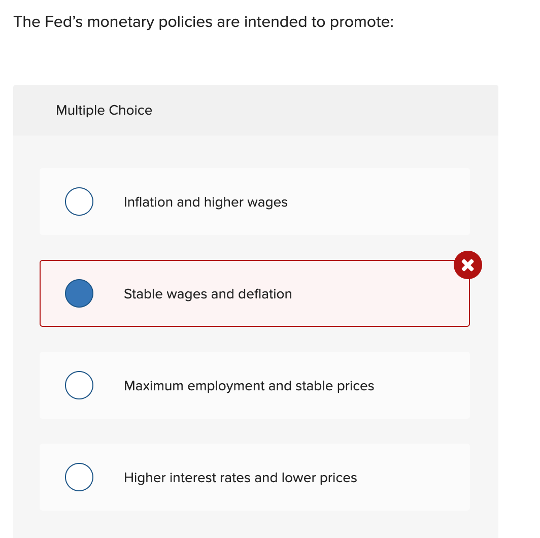 Solved The Fed's monetary policies are intended to promote: | Chegg.com