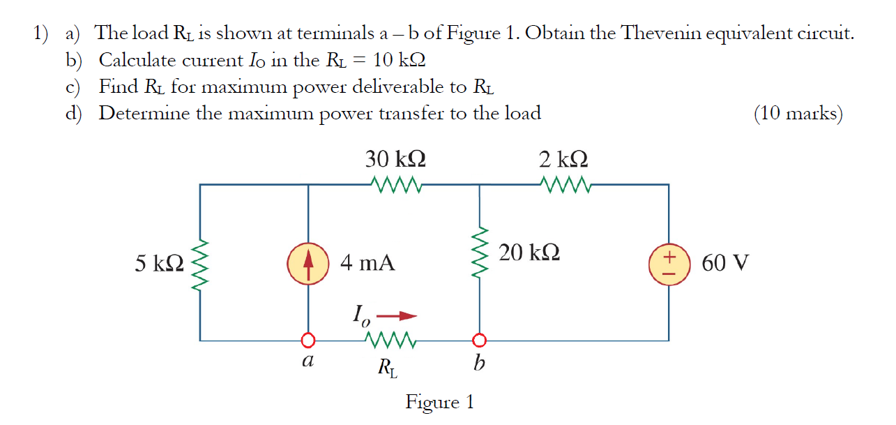 Solved 1) a) The load Ry is shown at terminals a – b of | Chegg.com