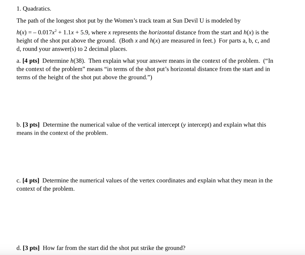 Solved Show all work or explain your thinking as you | Chegg.com