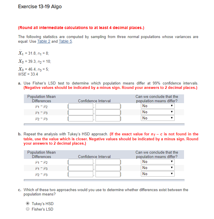 Solved Exercise 13-19 Algo (Round all intermediate | Chegg.com