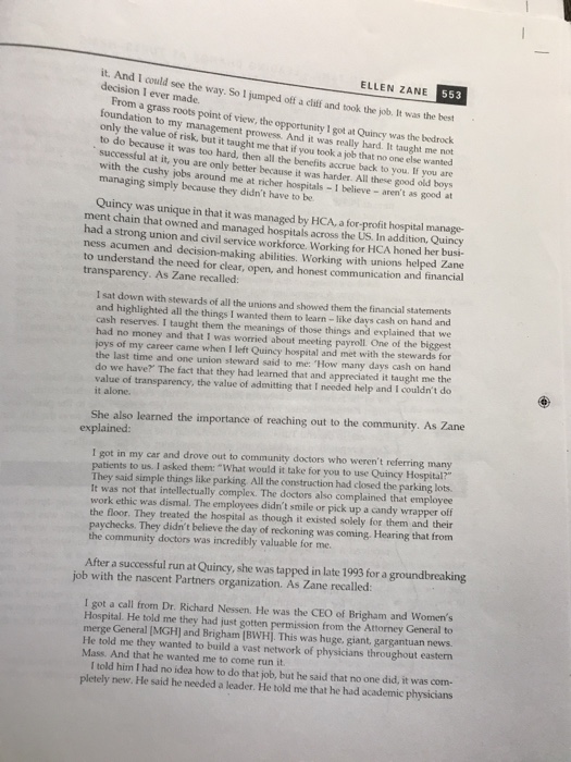 Solved 6 CASE Ellen Zane - Leading Change at Tufts-NEMC It | Chegg.com