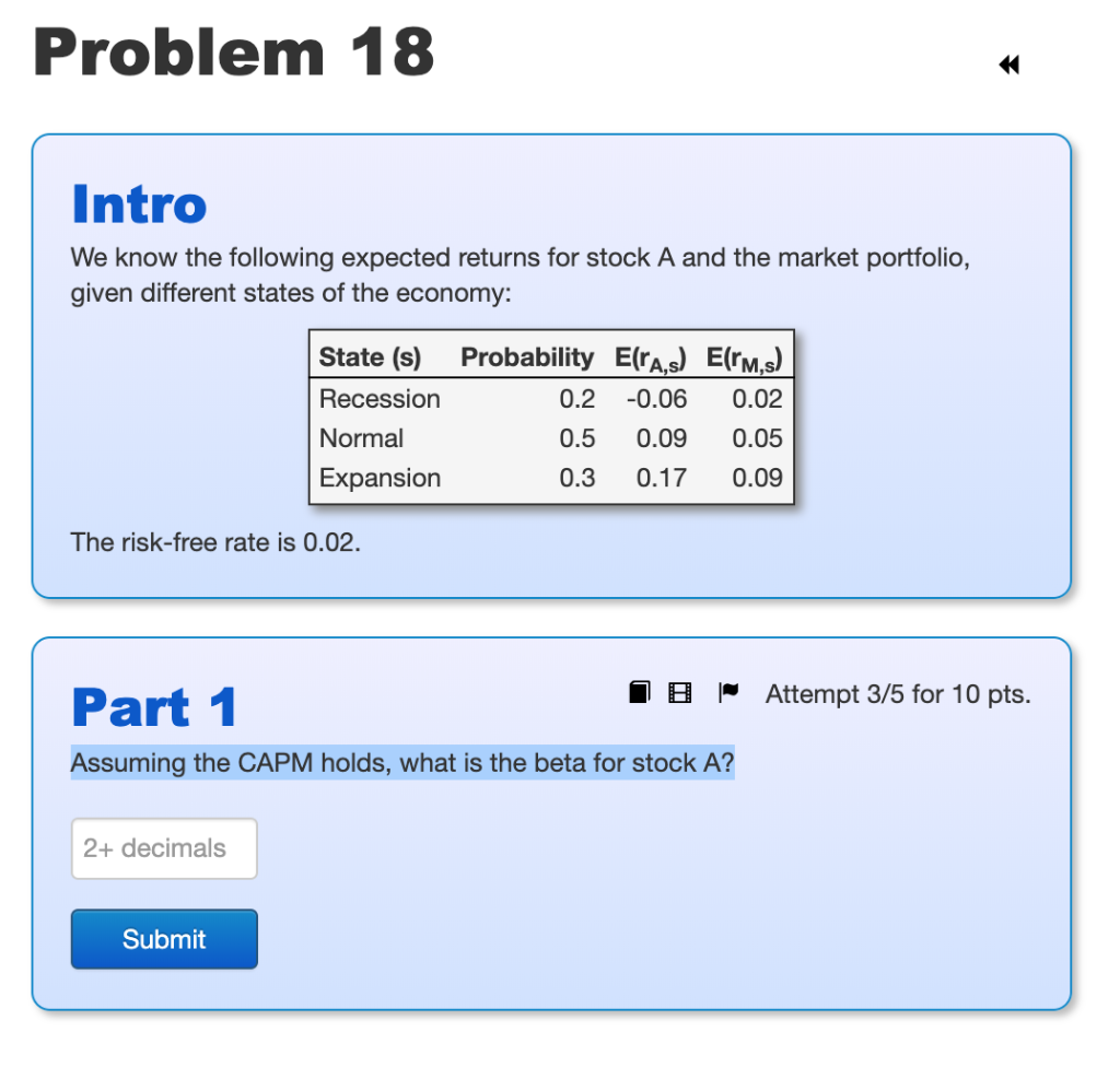 Solved Problem 18 Intro We know the following expected | Chegg.com