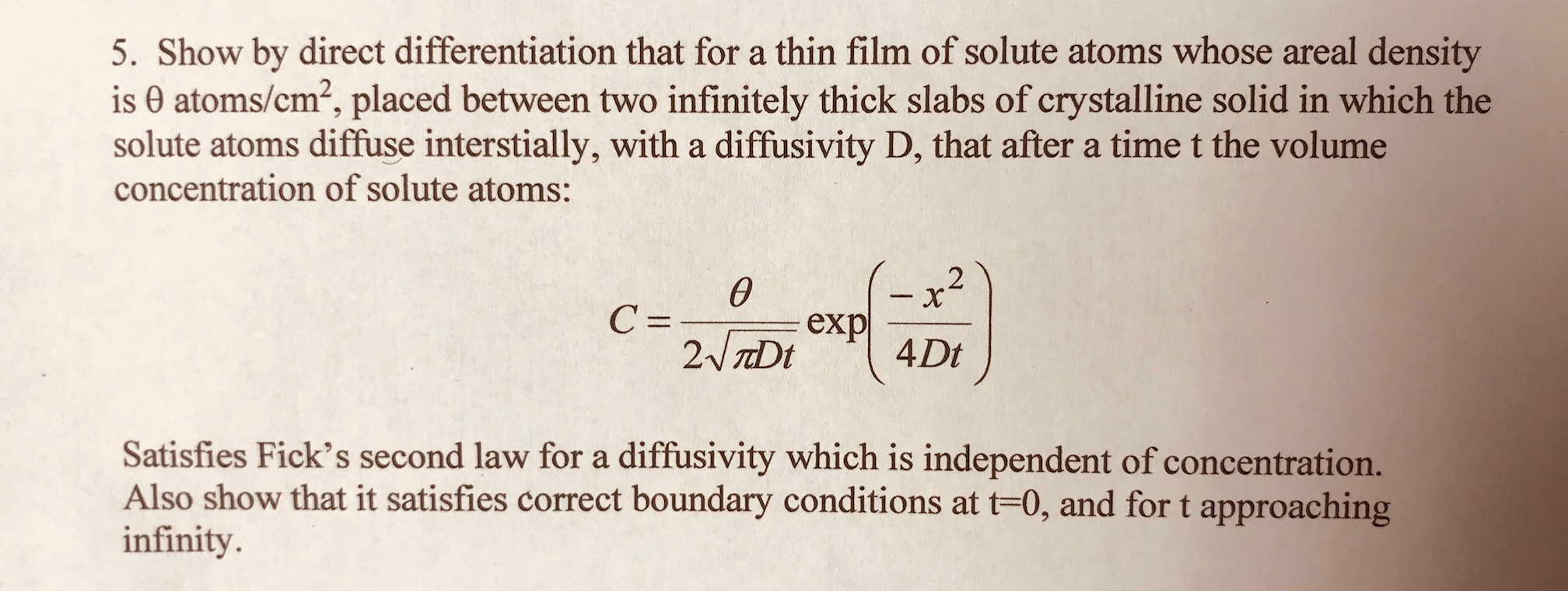Solved 5. Show by direct differentiation that for a thin | Chegg.com