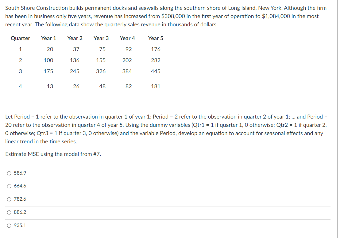 Solved South Shore Construction builds permanent docks and | Chegg.com